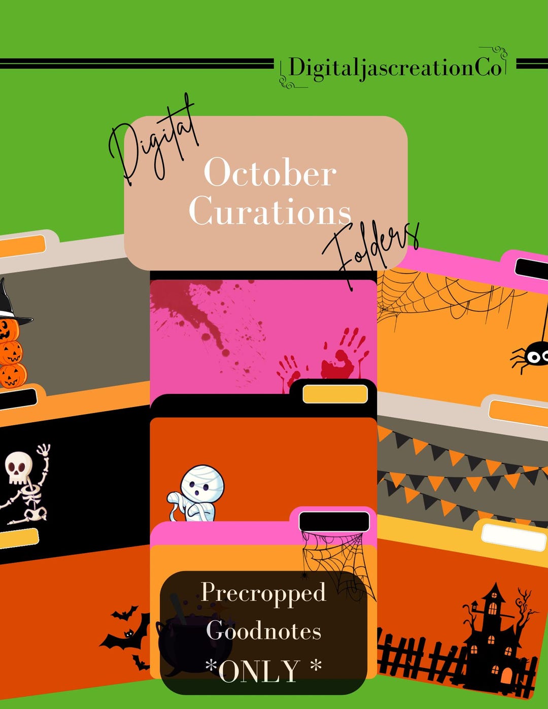 Halloween Folder Stickers: Digital Planning Folders for Goodnotes ...