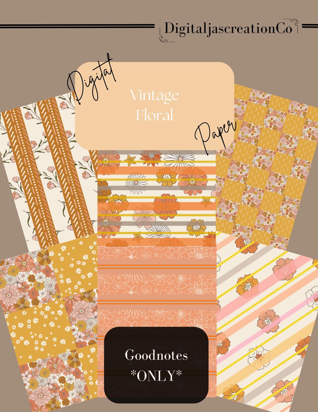 Vintage Floral Digital Paper: Goodnotes Planning Pages (digital ...