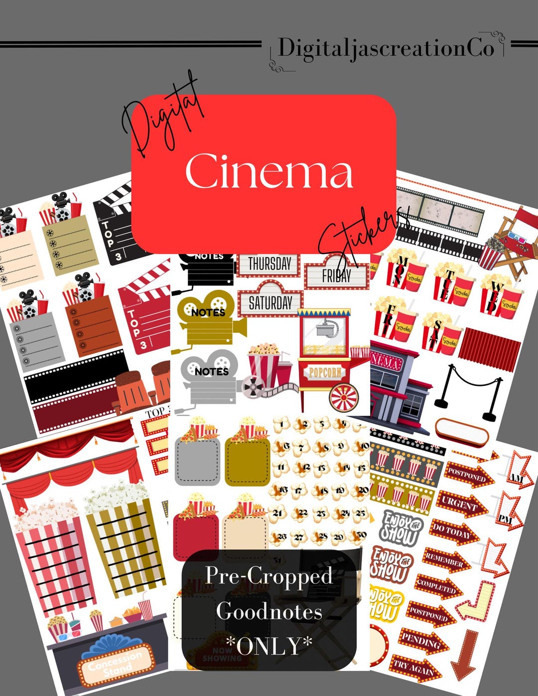 Cinema Digital Stickers•digital Planning Stickers•theaters Digital ...