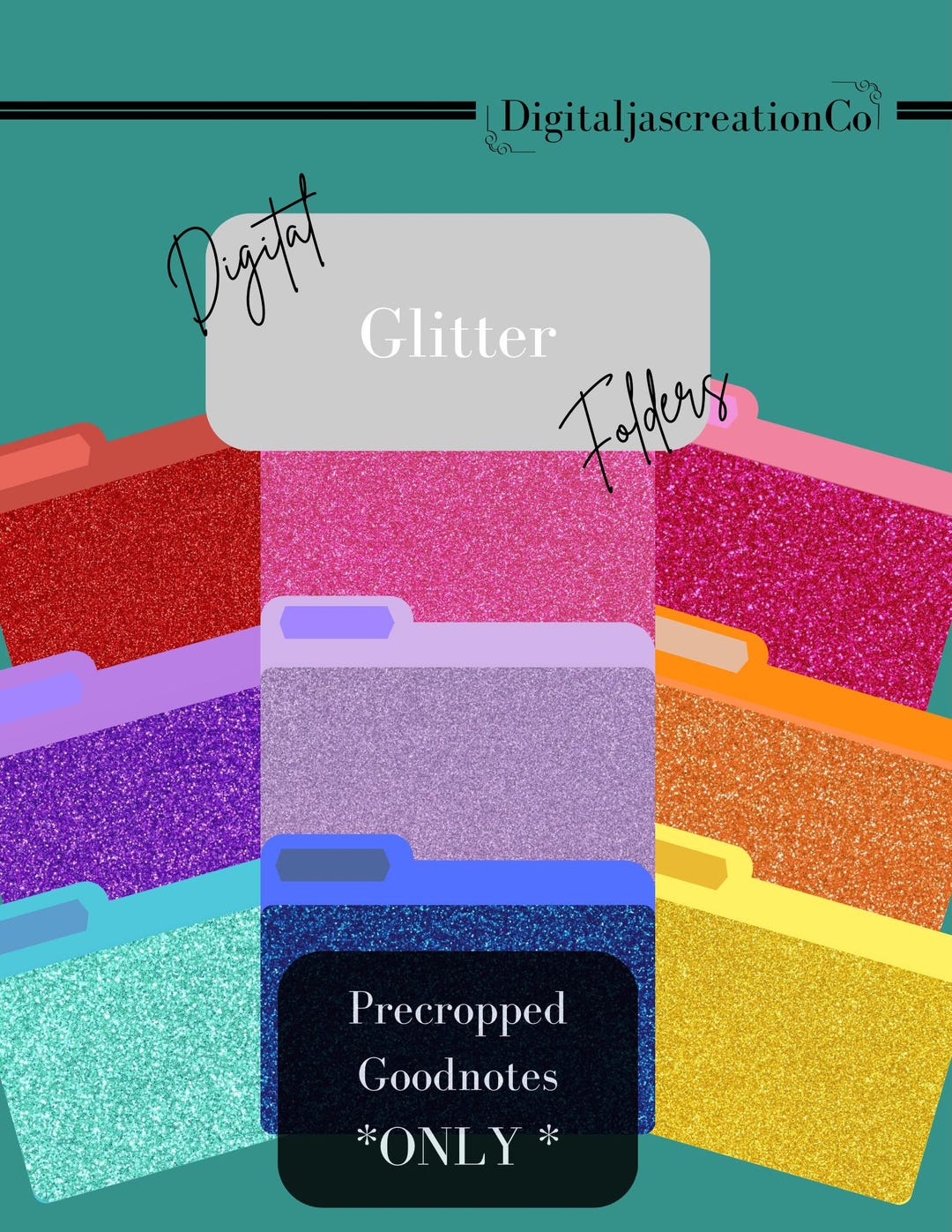 Glitter Digital Folders•colorful Stickers•digital Planning Folders ...
