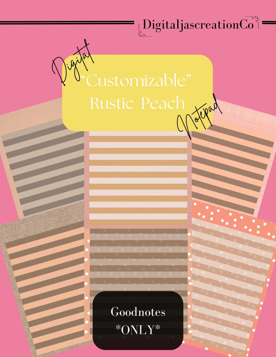 Rustic Peach Notepad • Digital Checklist • Goodnotes Notepad • Digital ...