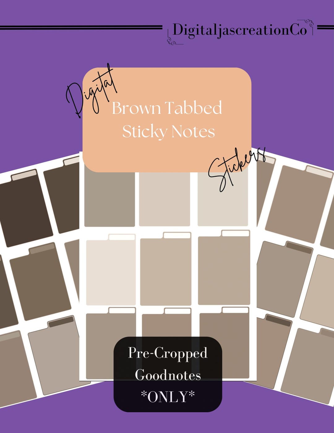 Brown Tabbed Digital Sticky Notes: Goodnotes Stickers (digital Download ...