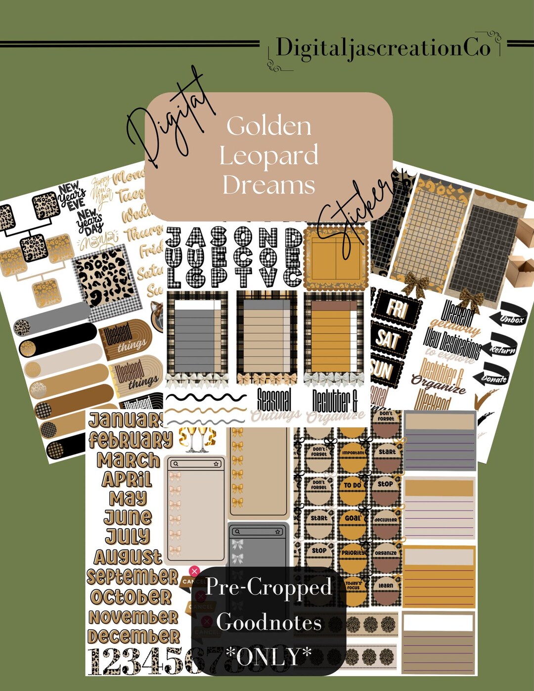 NYE Leopard Stickers: Goodnotes Planner Stickers(digital Download) - Etsy