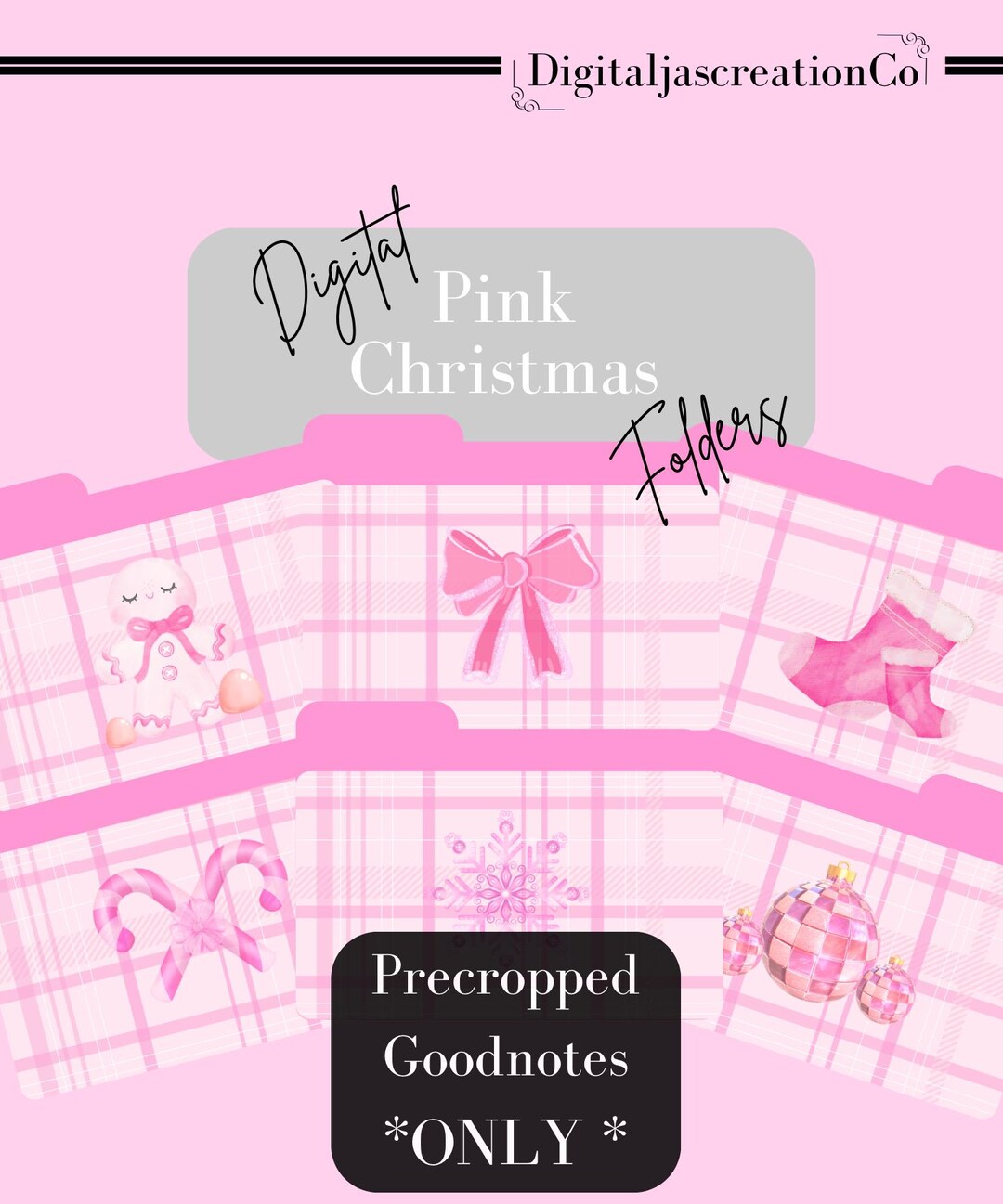 Pink Christmas Folders • Goodnotes Stickers (digital Download) - Etsy