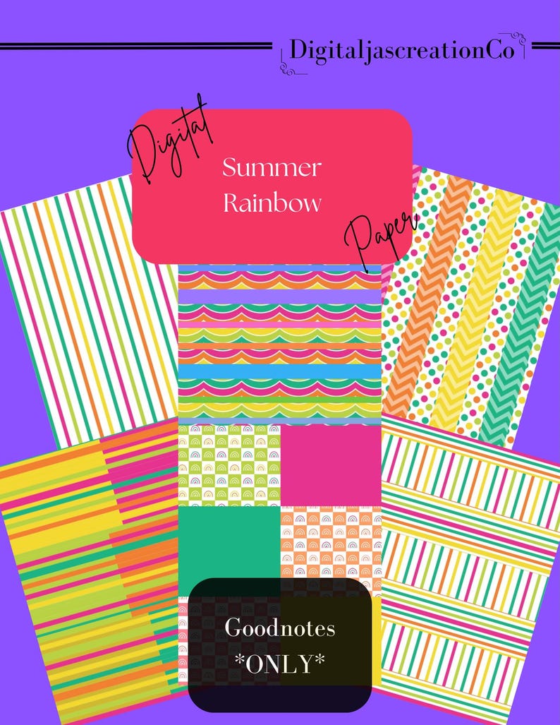 Rainbow Digital Paper: Colorful Backgrounds for Goodnotes (digital ...