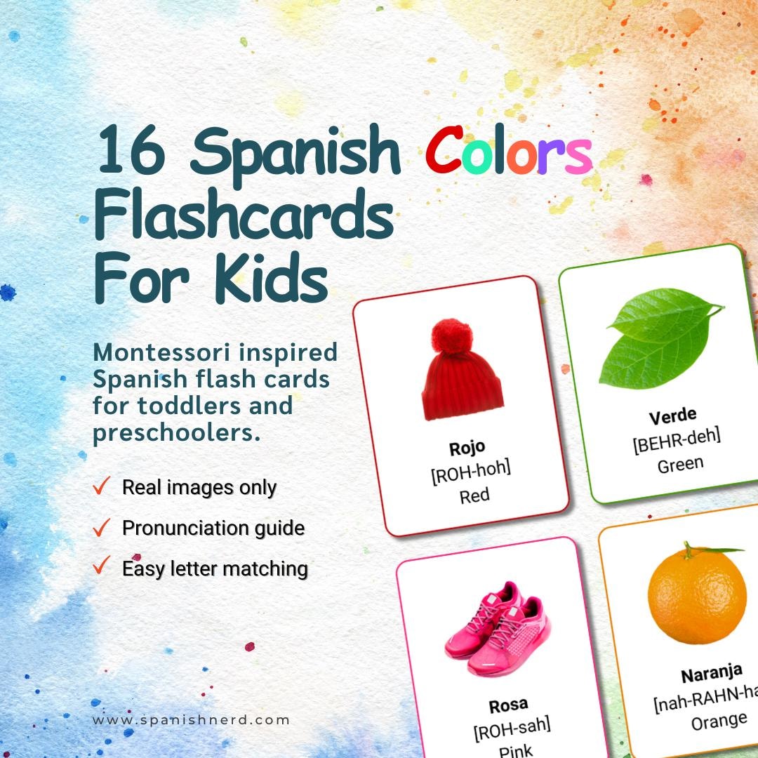 16 Spanish Colors Flashcards for Toddlers and Preschoolers | Printable ...