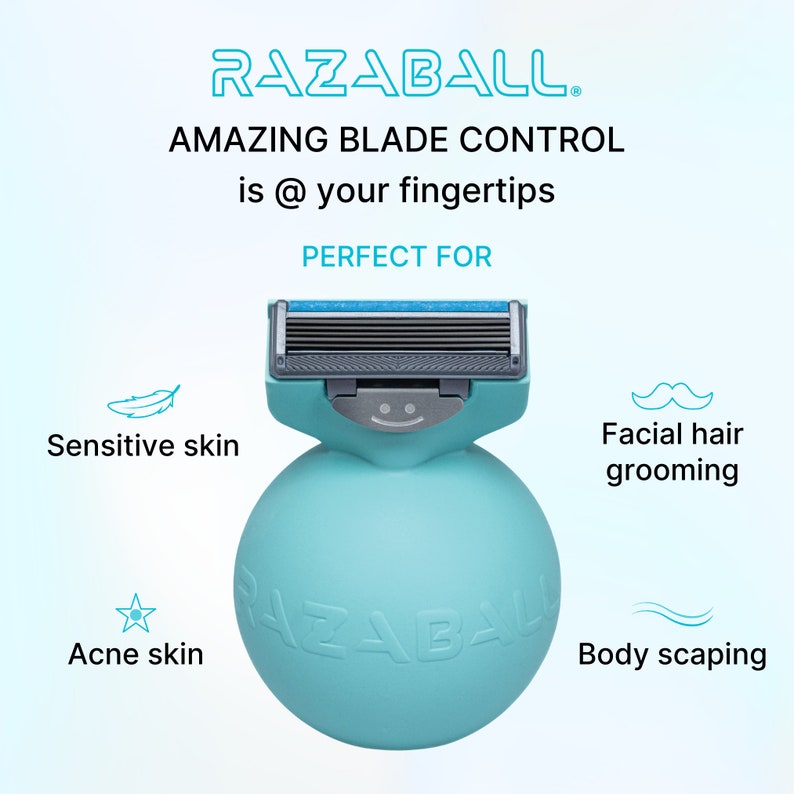 RAZABALL Easy Grip Reusable Razor • Fingertip Blade Control + 10 Blades ...