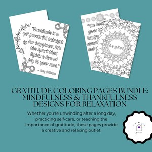 Gratitude Coloring Pages Bundle: Mindfulness & Thankfulness Designs for ...