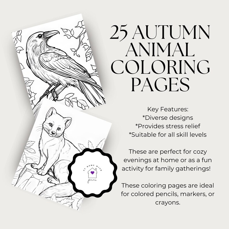 Printable Autumn Animal Coloring Pages | Relaxing Coloring for Kids ...