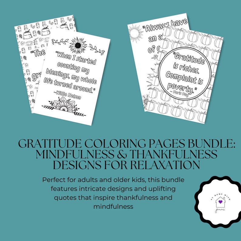 Gratitude Coloring Pages Bundle: Mindfulness & Thankfulness Designs for ...