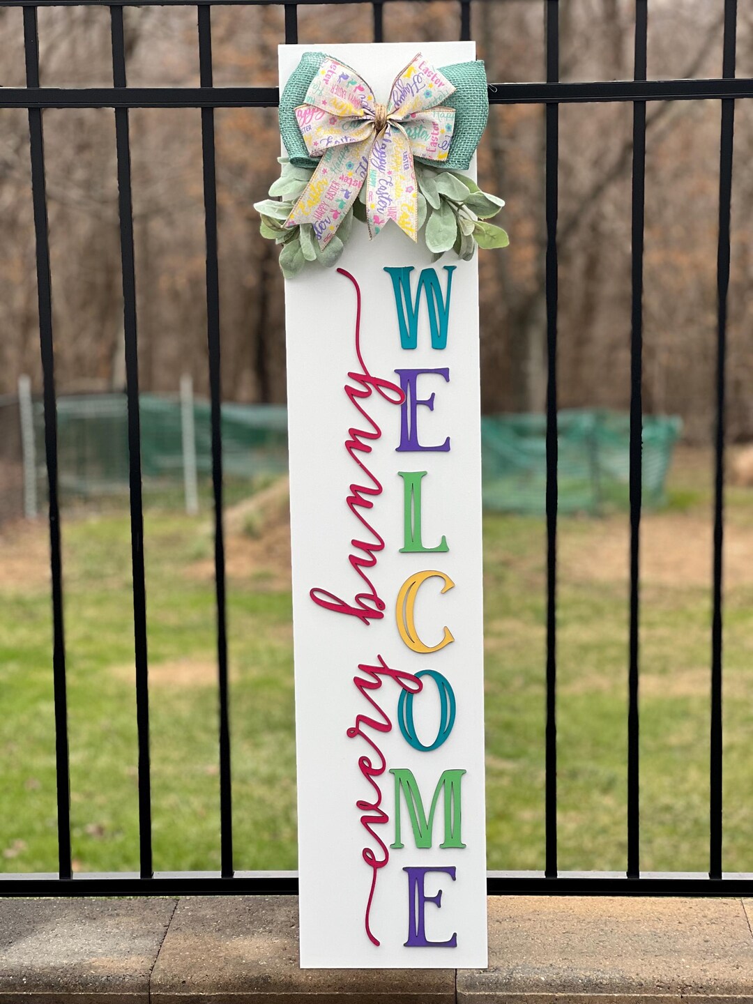Every Bunny Welcome Wood Porch Leaner/happy Easter Porch Sign/easter ...