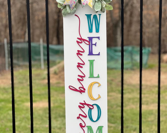 Every Bunny Welcome Wood Porch Leaner/happy Easter Porch Sign/easter ...