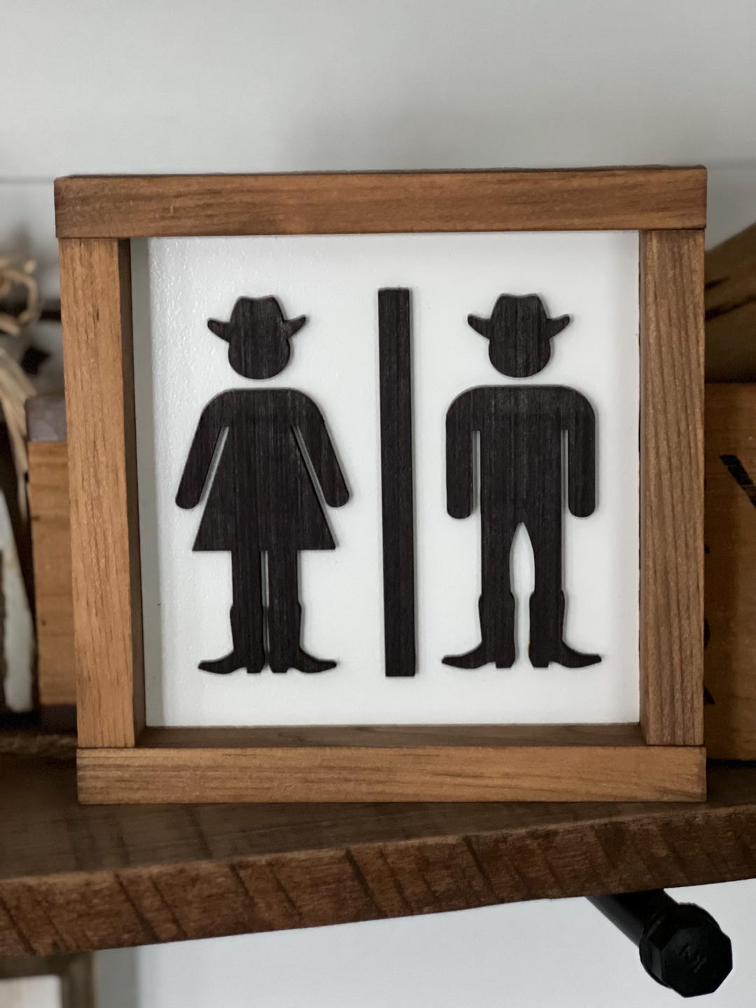 Cowboy/cowgirl 3D Bathroom Wood Sign - Etsy