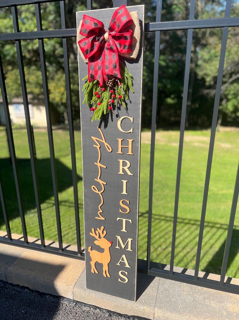 Merry Christmas Rudolf Porch Sign, 3D Wood Lettering, Holiday Leaner - Etsy