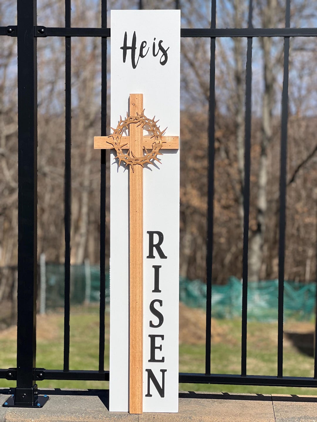 He is Risen 3D Wood Porch Leaner/religious Front Door Sign/happy Easter ...