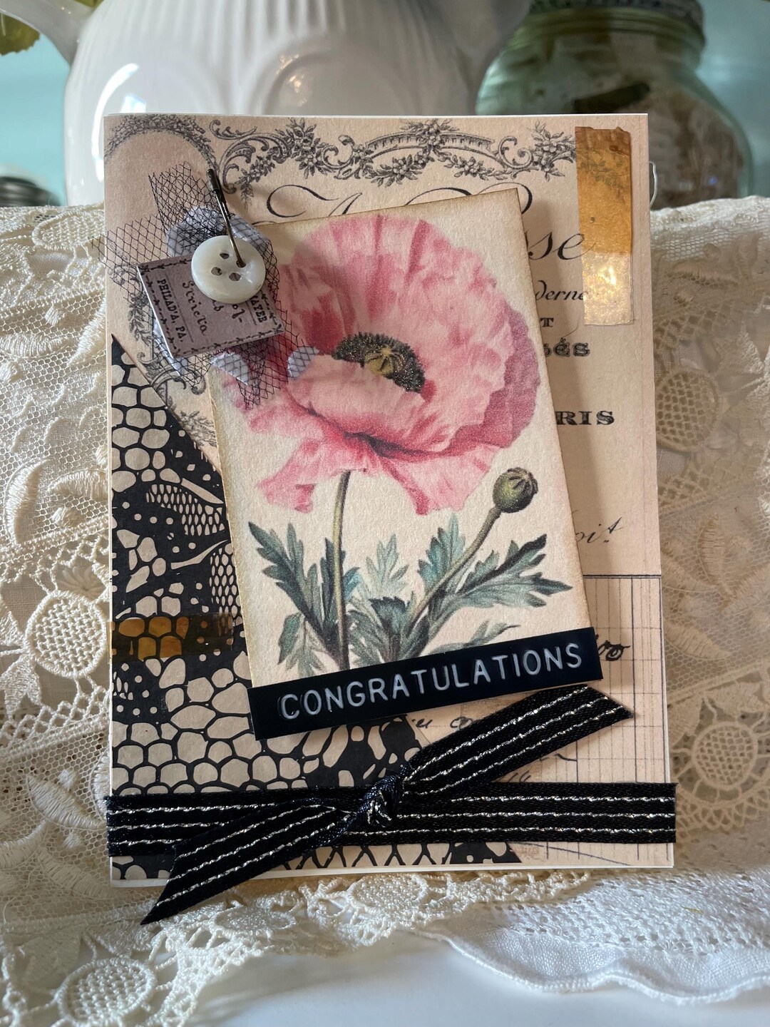 Congratulations Card - Handmade Card - Vintage-style Card - Etsy