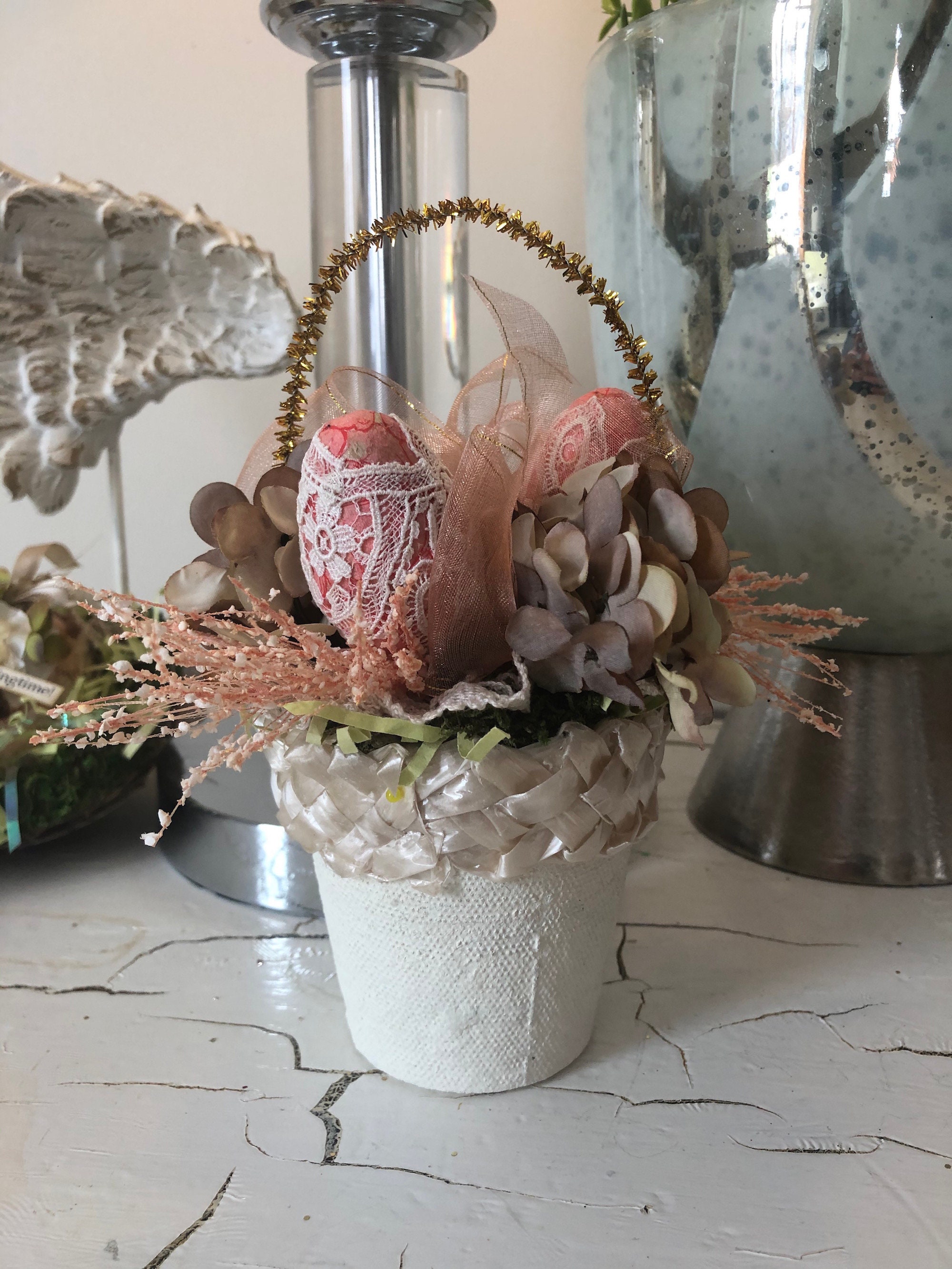 Altered Peat Pot Easter Pot Paper Mache Eggs Easter - Etsy