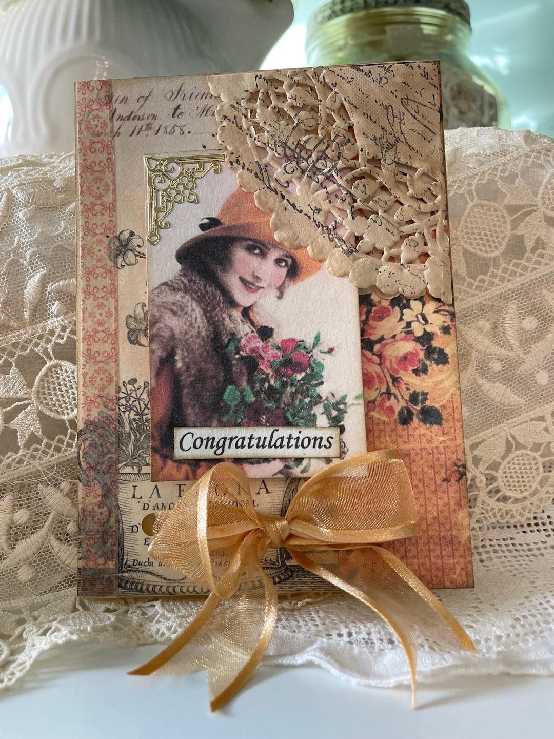 Congratulations Card - Handmade Card - Vintage-style Card - Etsy