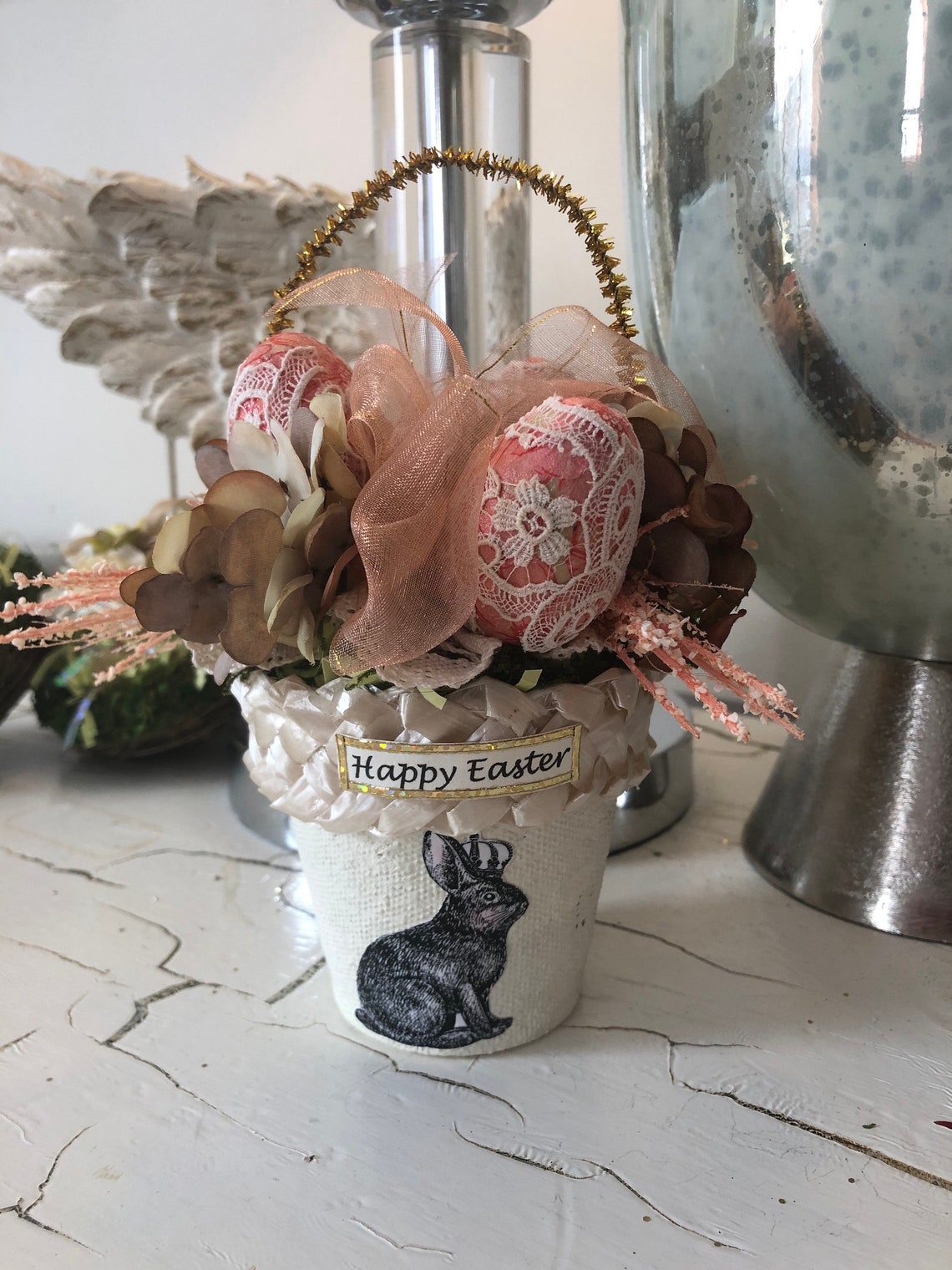 Altered Peat Pot Easter Pot Paper Mache Eggs Easter - Etsy