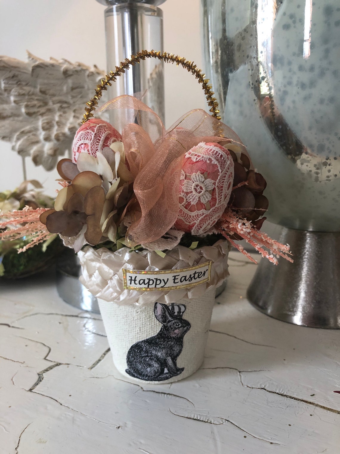 Altered Peat Pot Easter Pot Paper Mache Eggs Easter - Etsy