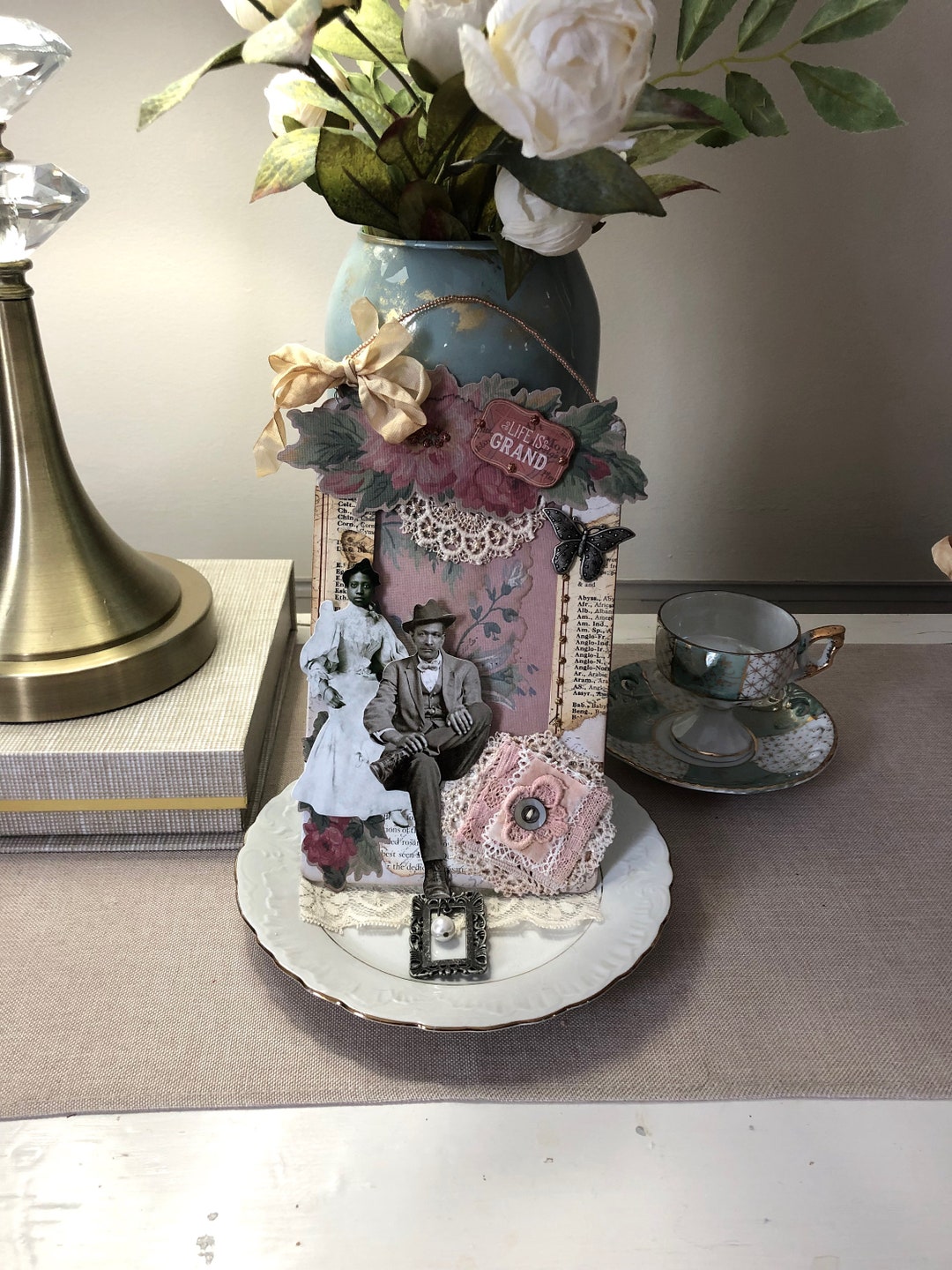 Victorian Plaque Decoration - Life is Grand Decoration - Vintage-style ...