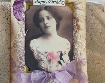 Handmade Birthday Card - Vintage-look Card - Vintage Style Birthday ...