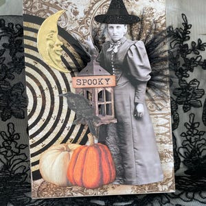 Handmade Vintage-style Halloween Card: Spooky Witch Design - Etsy