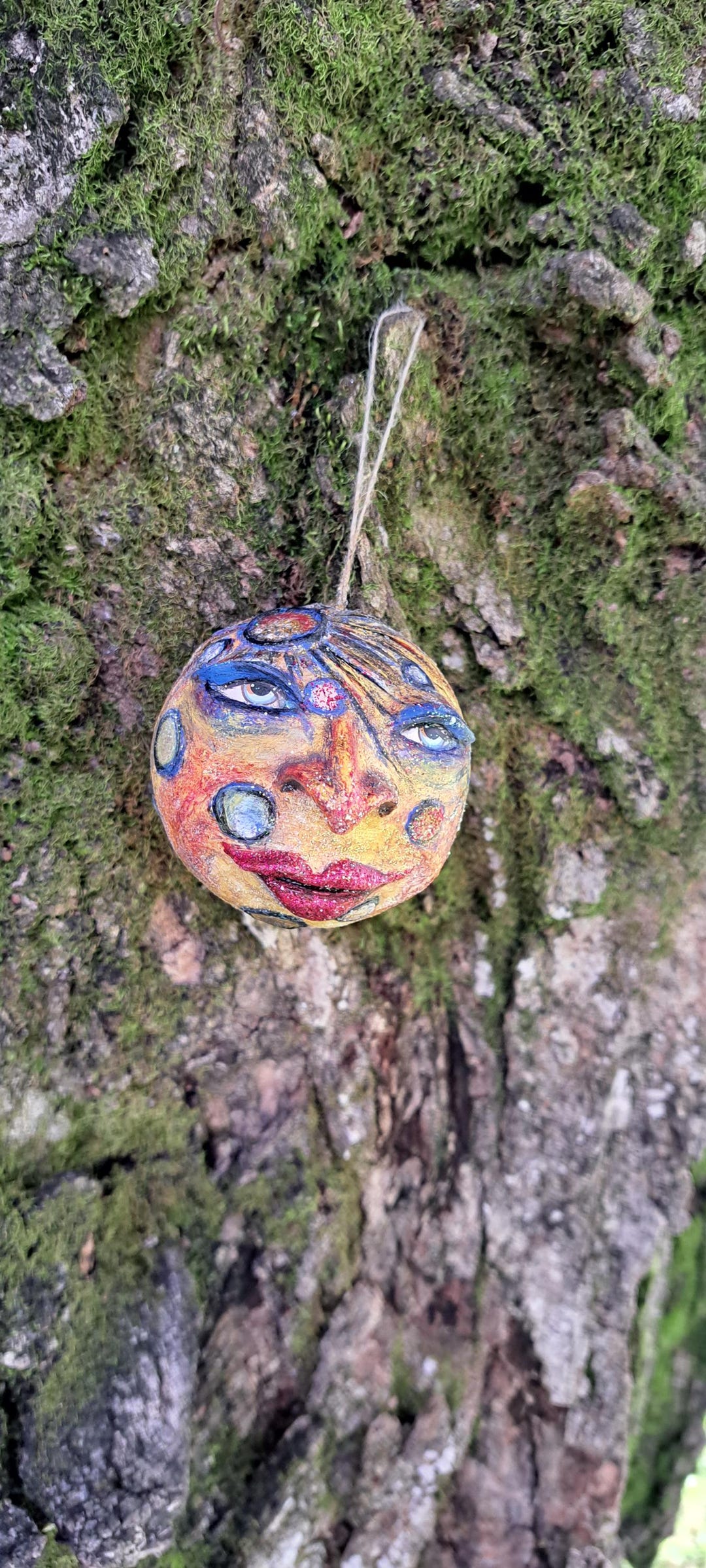 Folk Art Yellow Moon Face Ornament Man in the Moon HARVEST MOON - Etsy