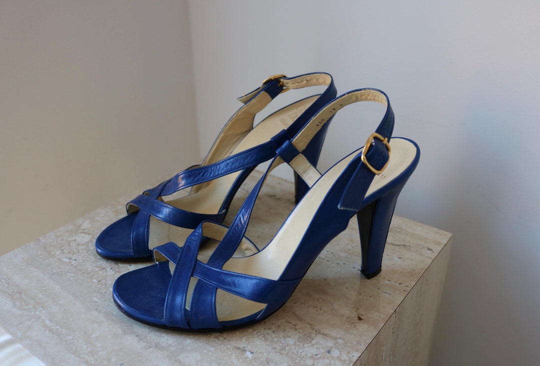 Vintage Christian Dior Slingback Heels, Cobalt Blue Leather, Size 7.5 ...