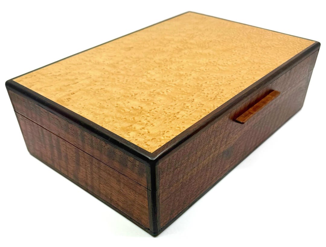 Birdseye Maple Jewelry Box, Wood Valet Box for Men, Wood Keepsake ...