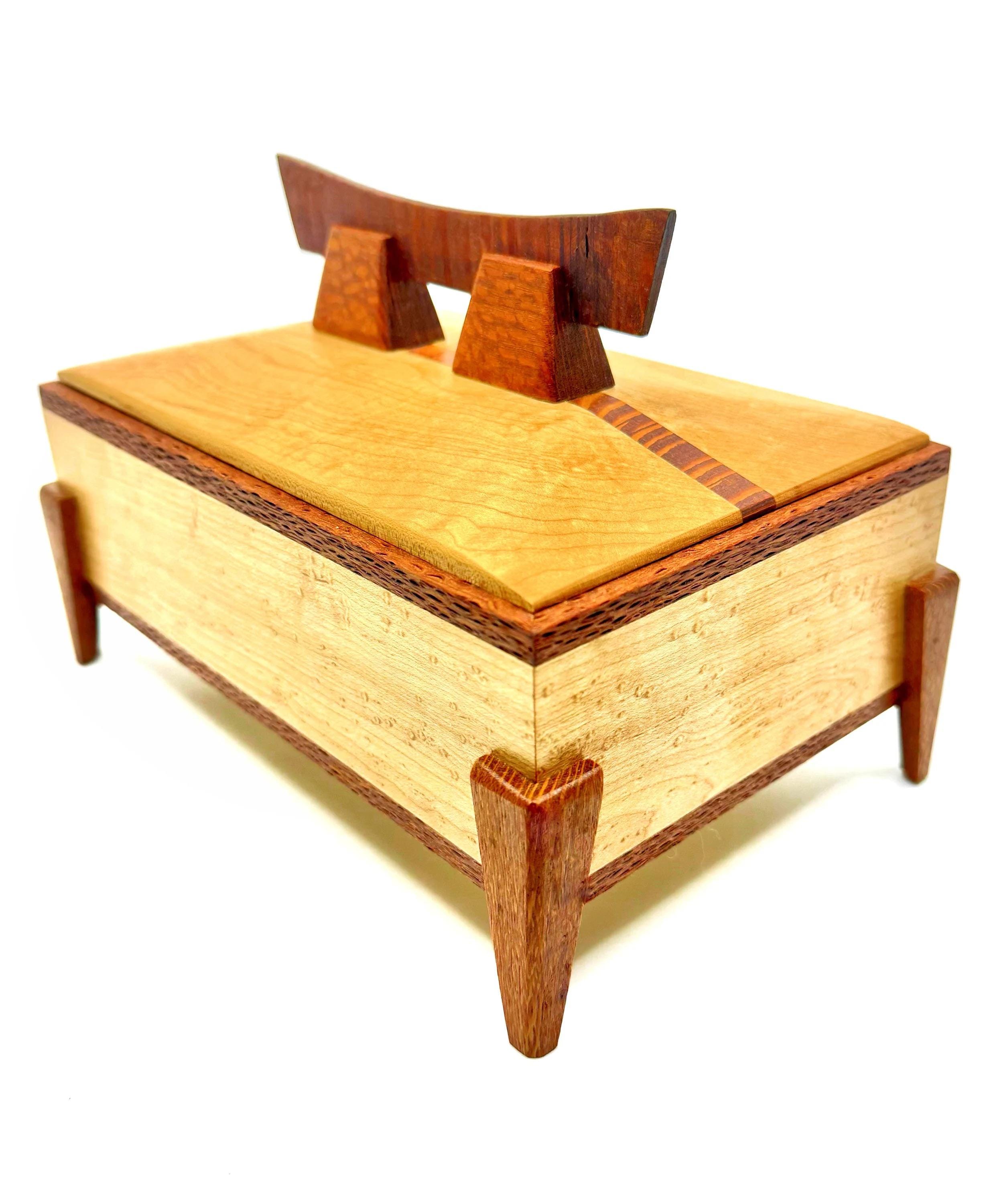 Birdseye Maple Pagoda Box, Wood Valet Box for Men, Wooden Keepsake Box, 5th Anniversary Gift for ...