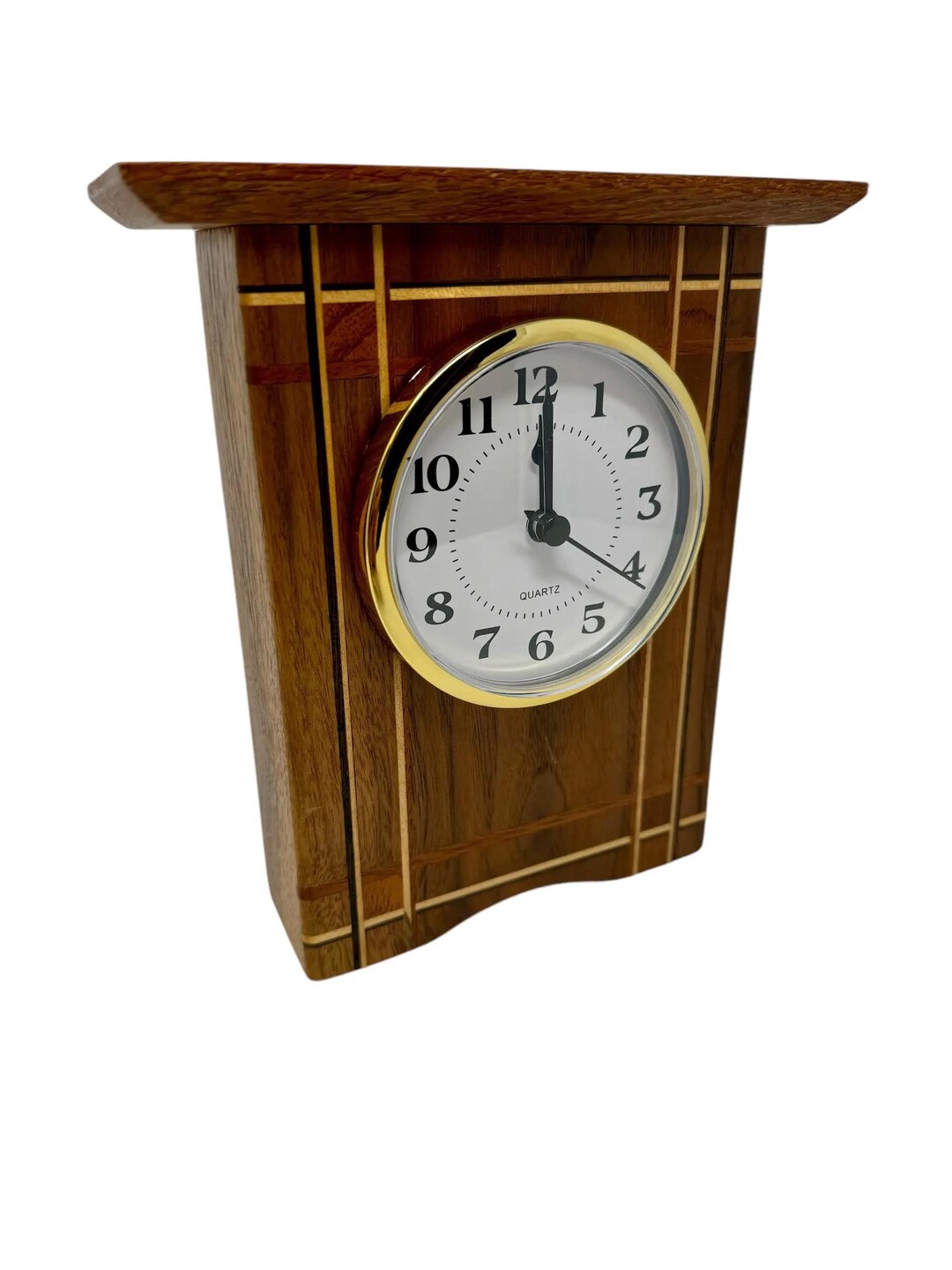 Arts & Crafts Wood Clock, Walnut Mantle Clock, Wood Tabletop Clock for ...