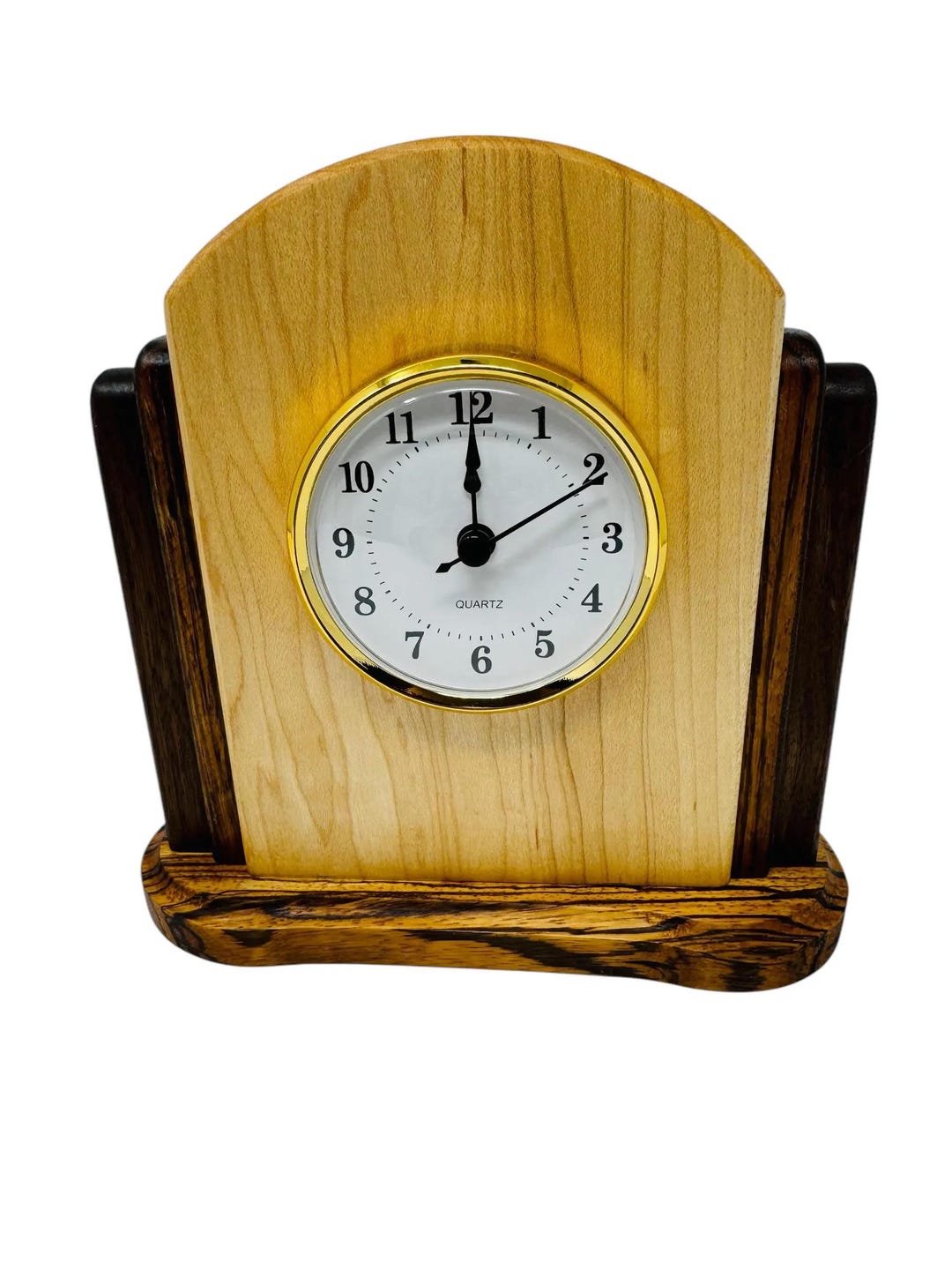 Maple Art Deco Mantel Clock, Zebra Wood Accents - Etsy