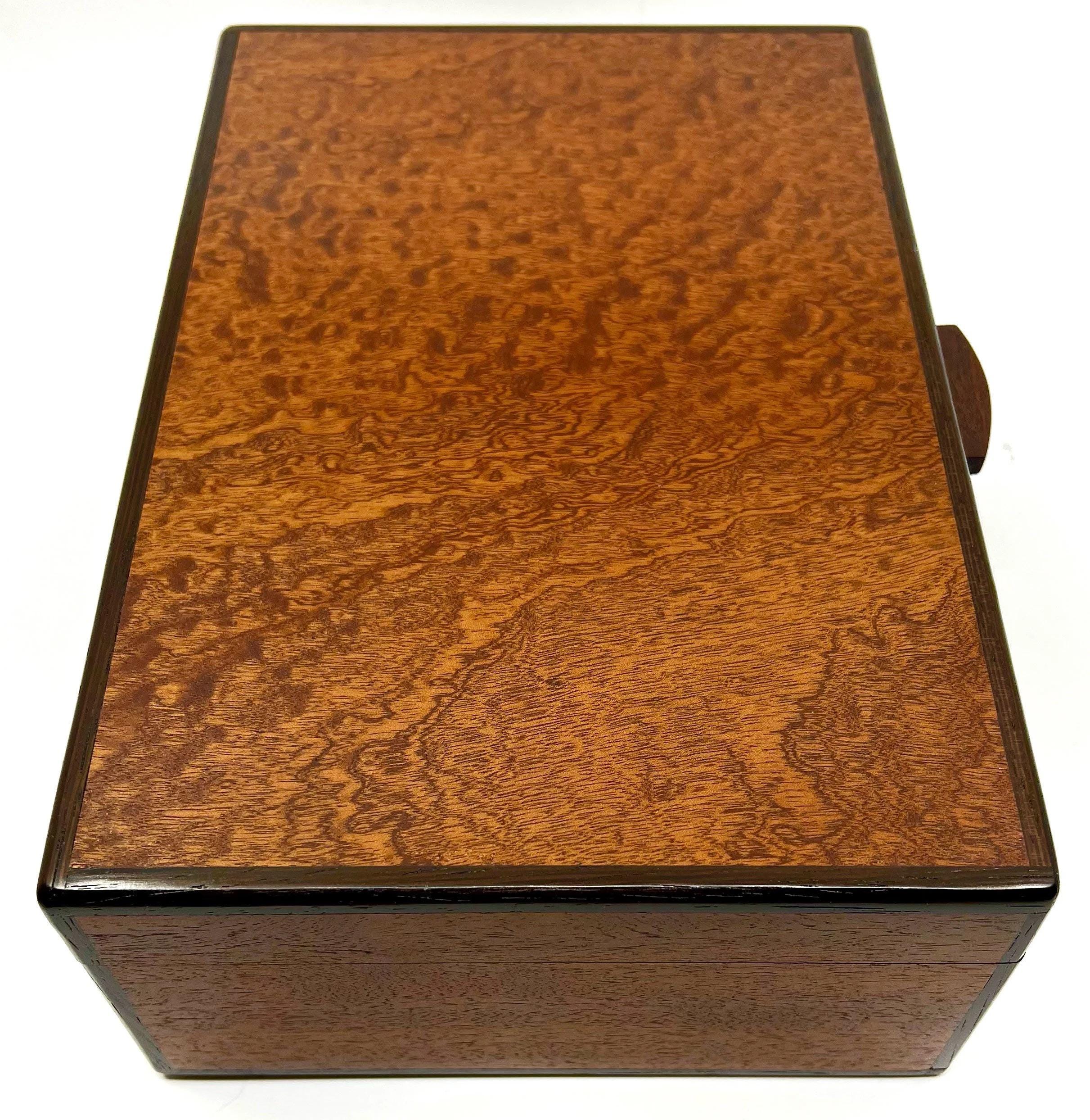 Pommele Sapele Mahogany Wood Valet Box for Men, Large Wood Jewelry Box ...