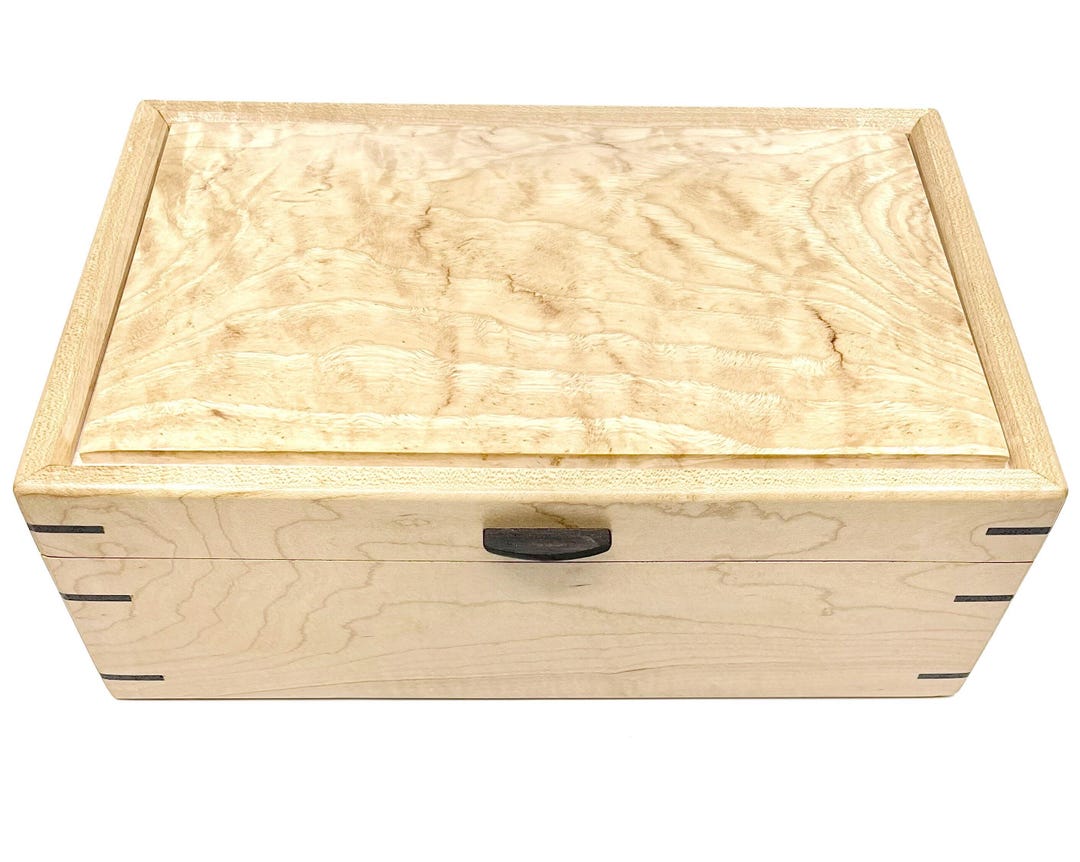 Large Quilted Maple Jewelry Box, Wooden Keepsake Box, Wood Jewelry Box ...
