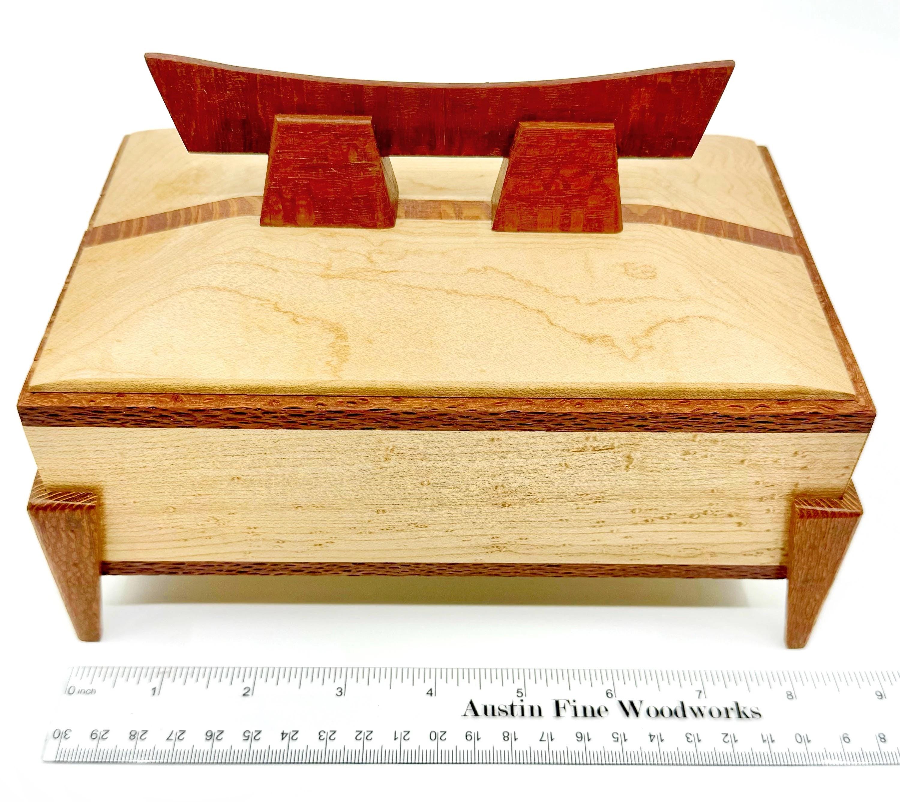 Birdseye Maple Pagoda Box, Wood Valet Box for Men, Wooden Keepsake Box, 5th Anniversary Gift for ...