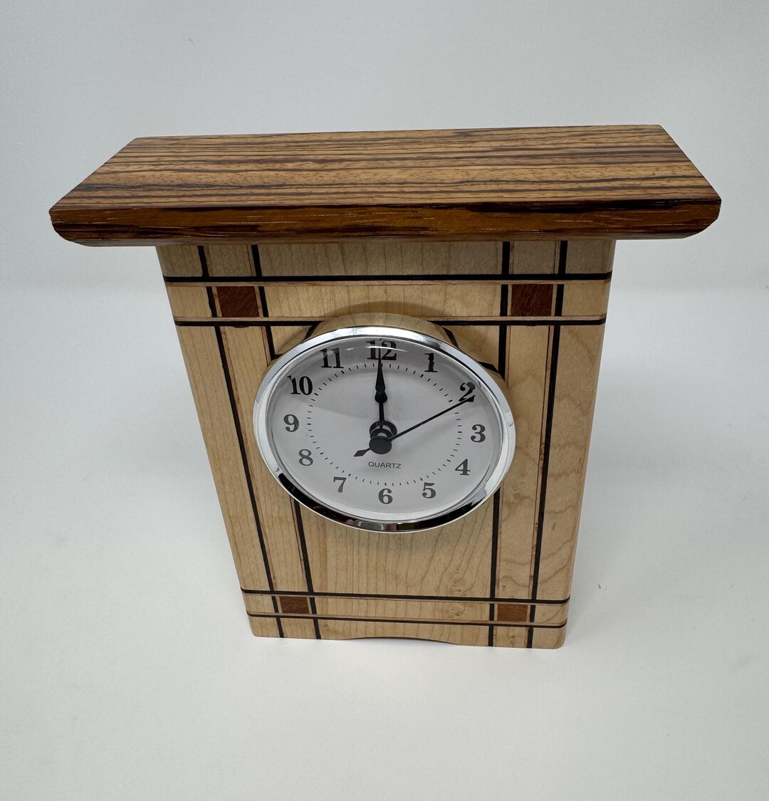 Handmade Maple Mantle Clock: Zebrawood Accent, Arts & Crafts Style - Etsy