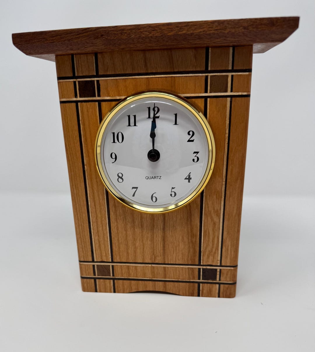 Arts & Crafts Wood Clock, Cherry Mantle Clock, Wood Tabletop Clock for ...