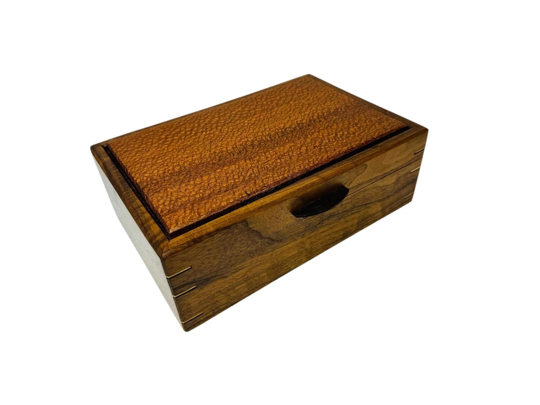 Lacewood Wood Jewelry Box, Walnut and Maple Splines, Velvet Lined - Etsy