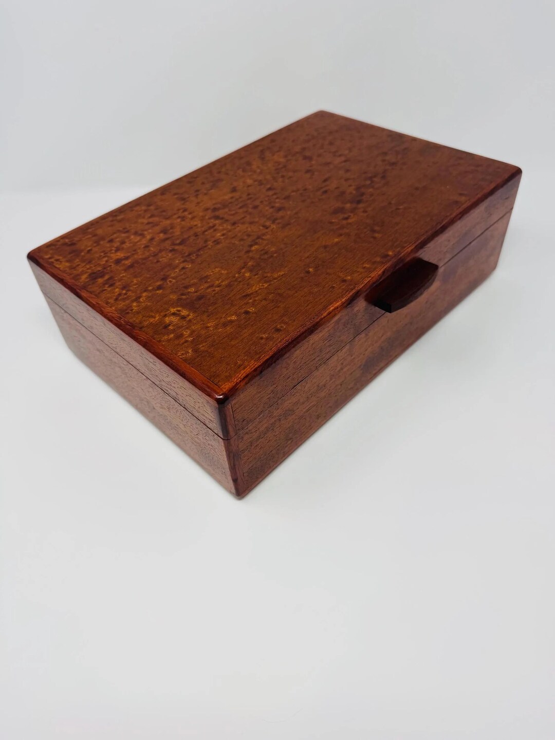 Birdseye Mahogany Wood Valet Box for Men, Large Wood Storage Box for ...