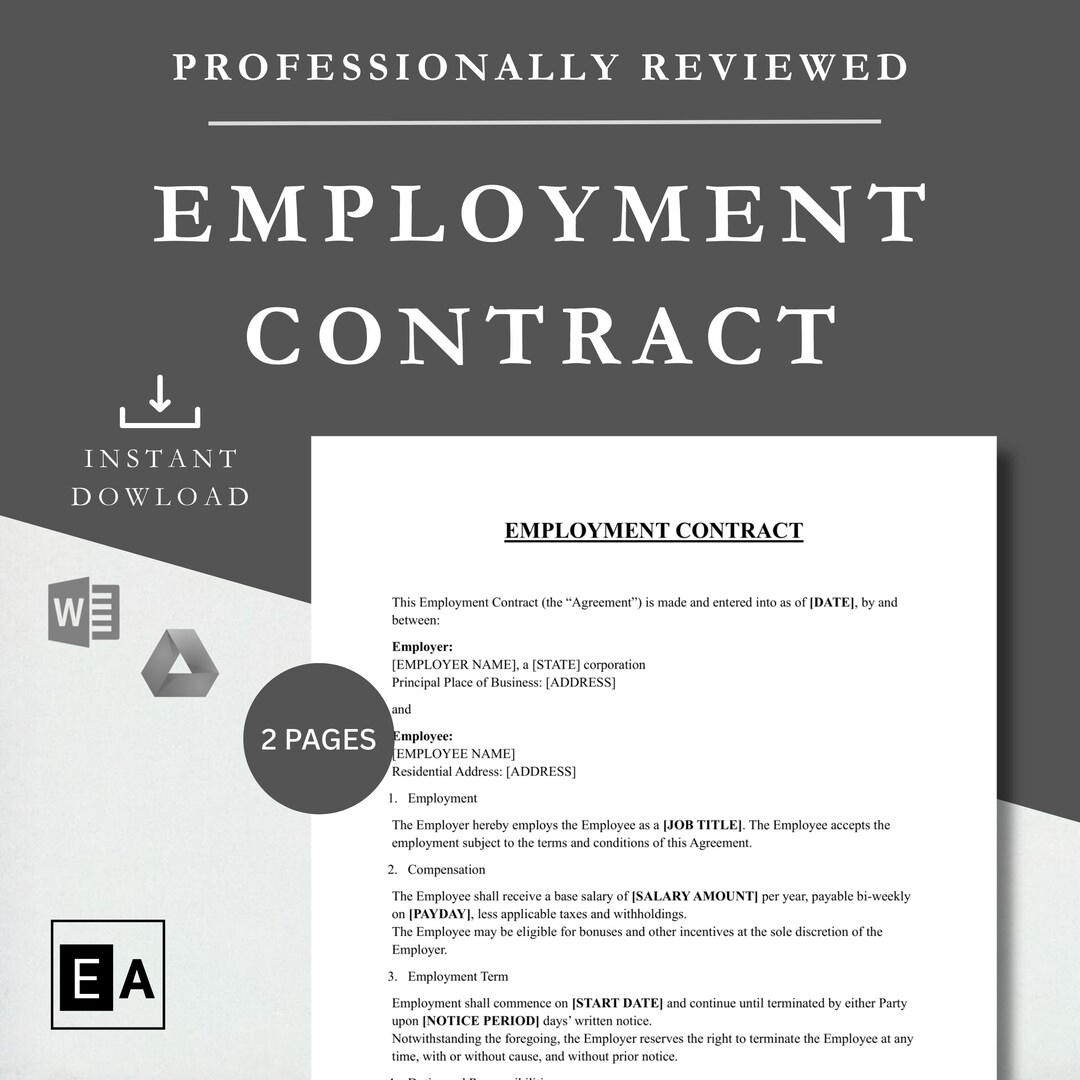 Employment Contract Template | Job Offer Agreement Form ...
