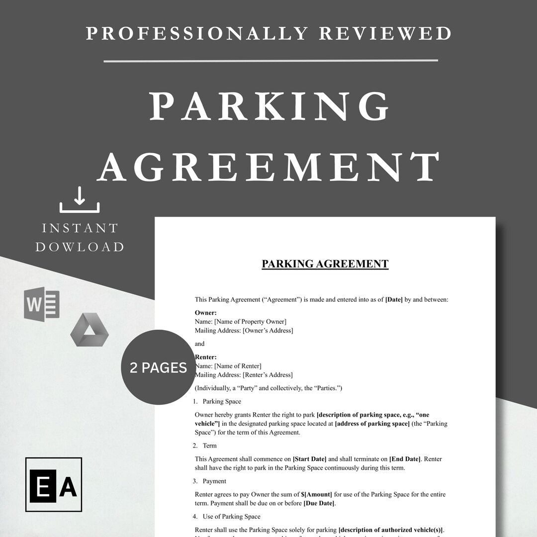 Parking Space Rental Agreement Template | Car Parking Lease Contract ...