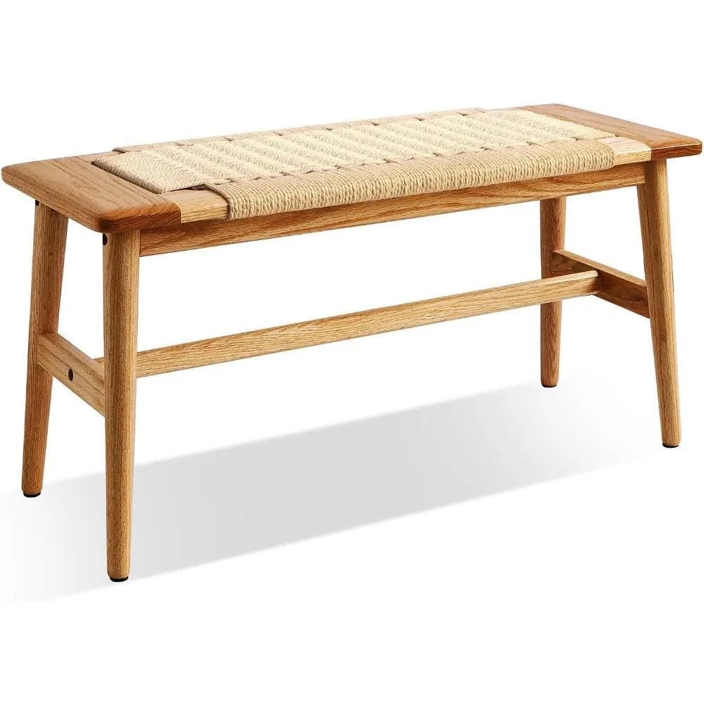 Handwoven Cotton Rope & Solid Wood Bench – Modern Woven Seat, Perfect ...