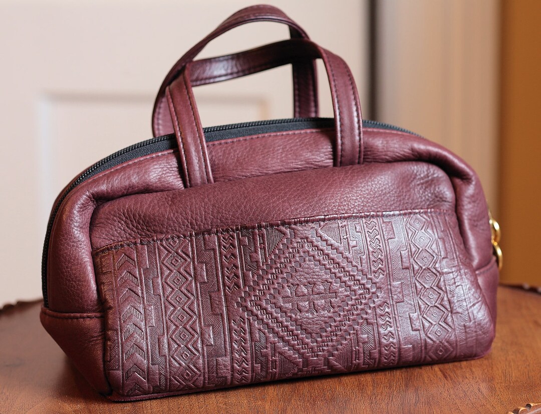 Small Burgundy Top Handle Purse, Vintage 1990s Leather Handbag, Brama ...