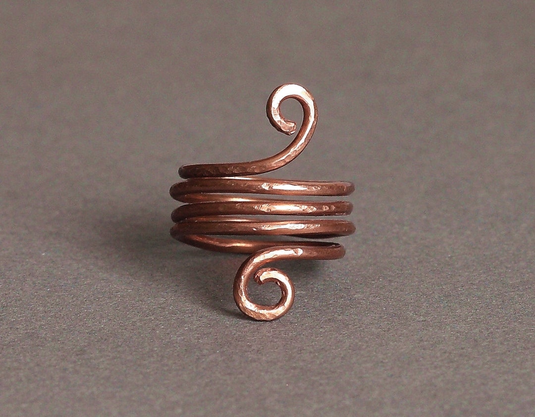 Copper Double Loop Ring, Lightly Textured Ring, Statement Ring ...