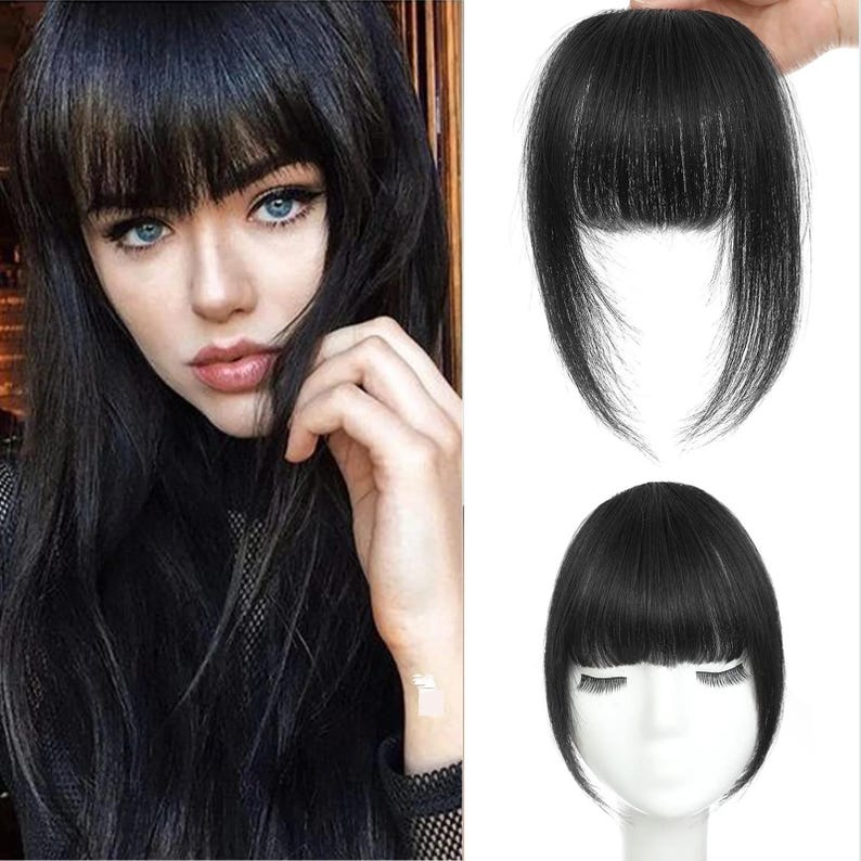 Thick Natural Real Human Hair French Bangs for Women – Fully ...