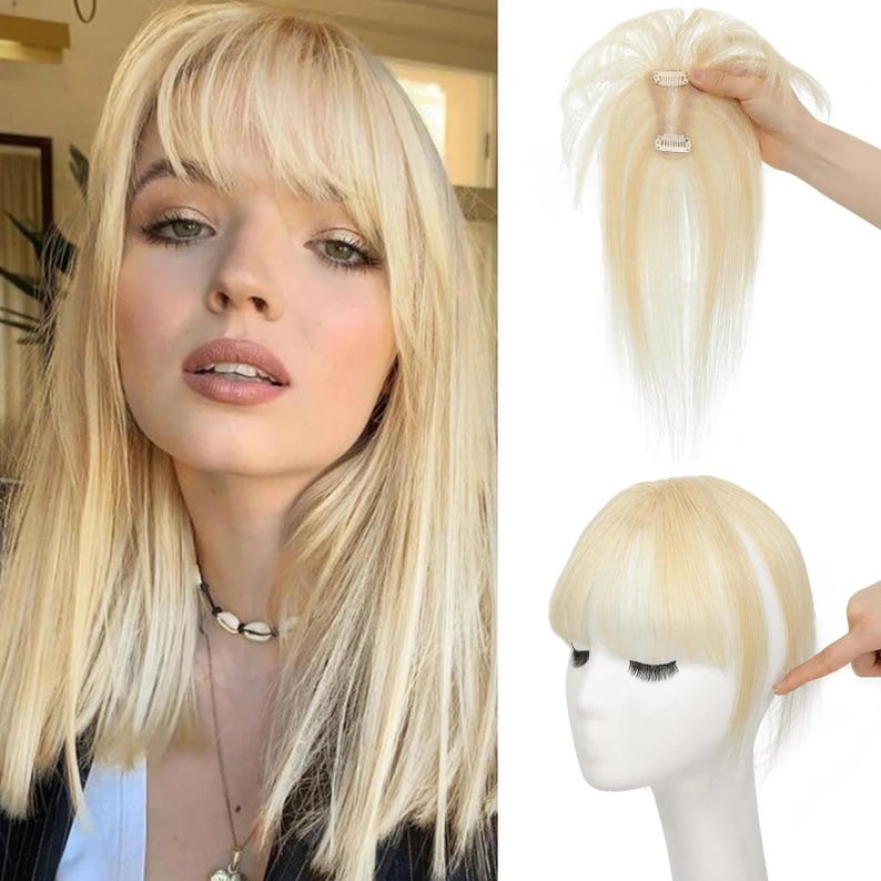 5*7 Cm Human Hair Air Bangs, Invisible Clip-in 3D Fringe for Women ...