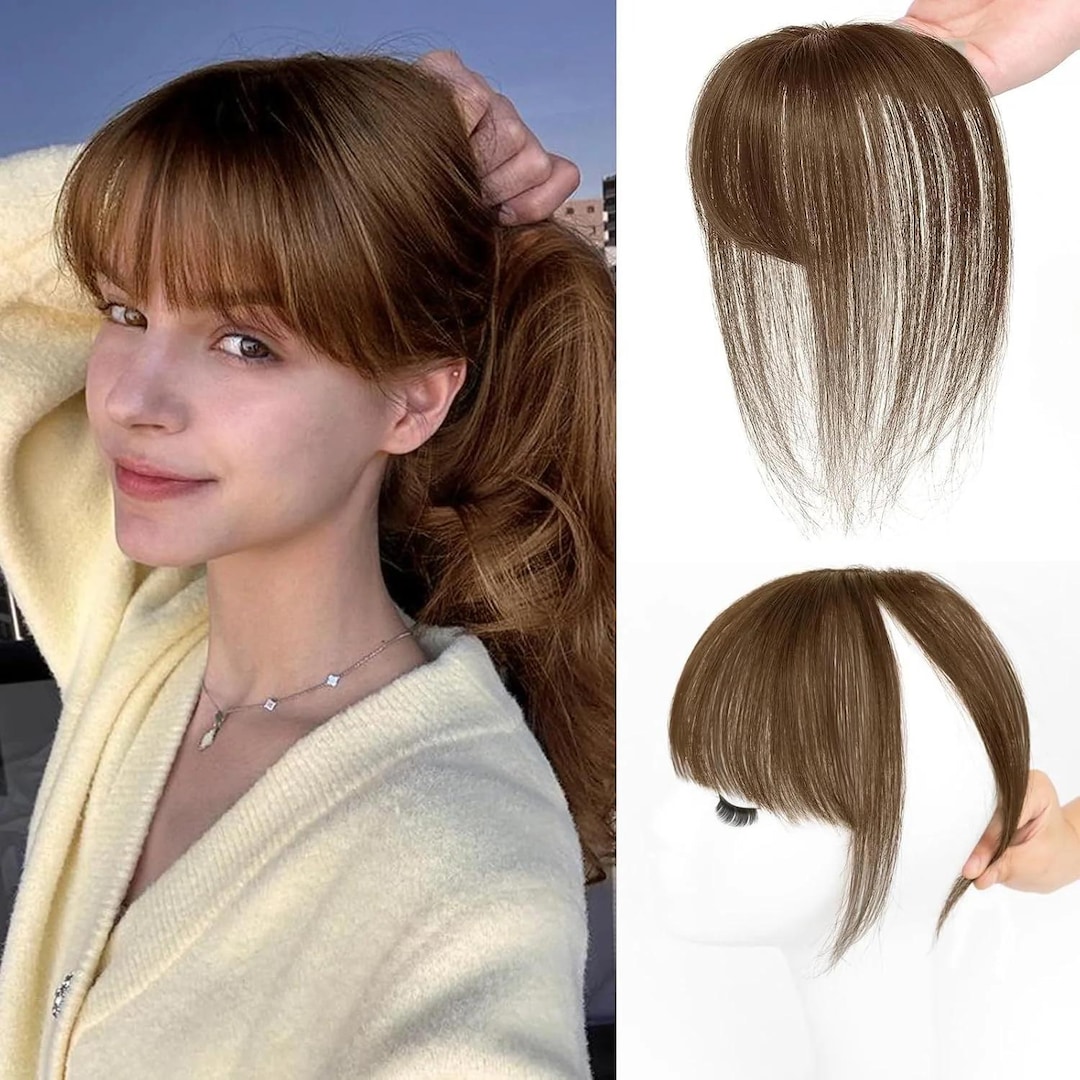 5*7 Cm Human Hair Air Bangs, Invisible Clip-in 3D Fringe for Women ...