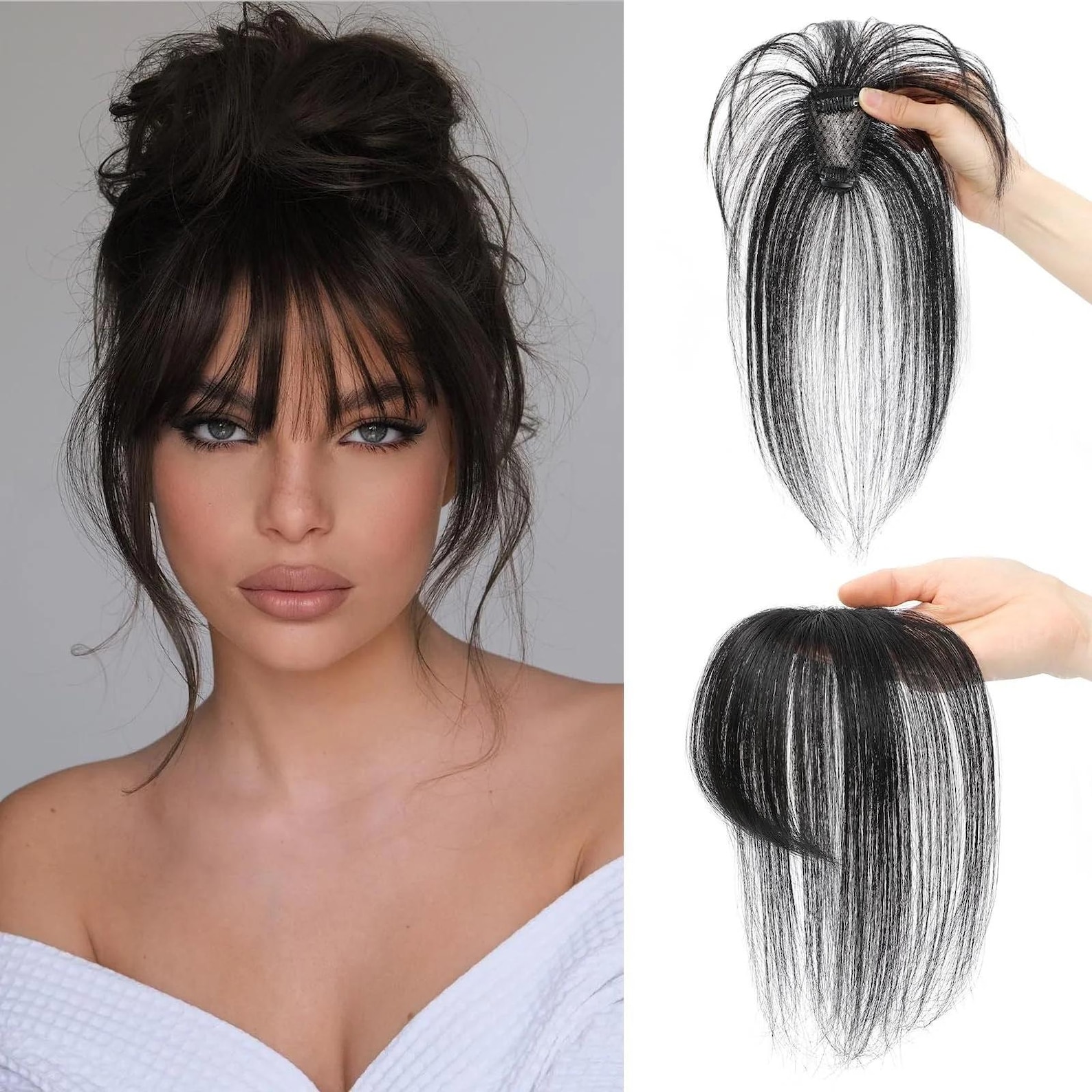 4*6 Cm Human Hair Air Bangs, Invisible Clip-in 3D Fringe for Women ...