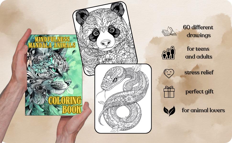 Mindfulness Mandala Animals Coloring Book: 60 Pages for Relaxation and ...